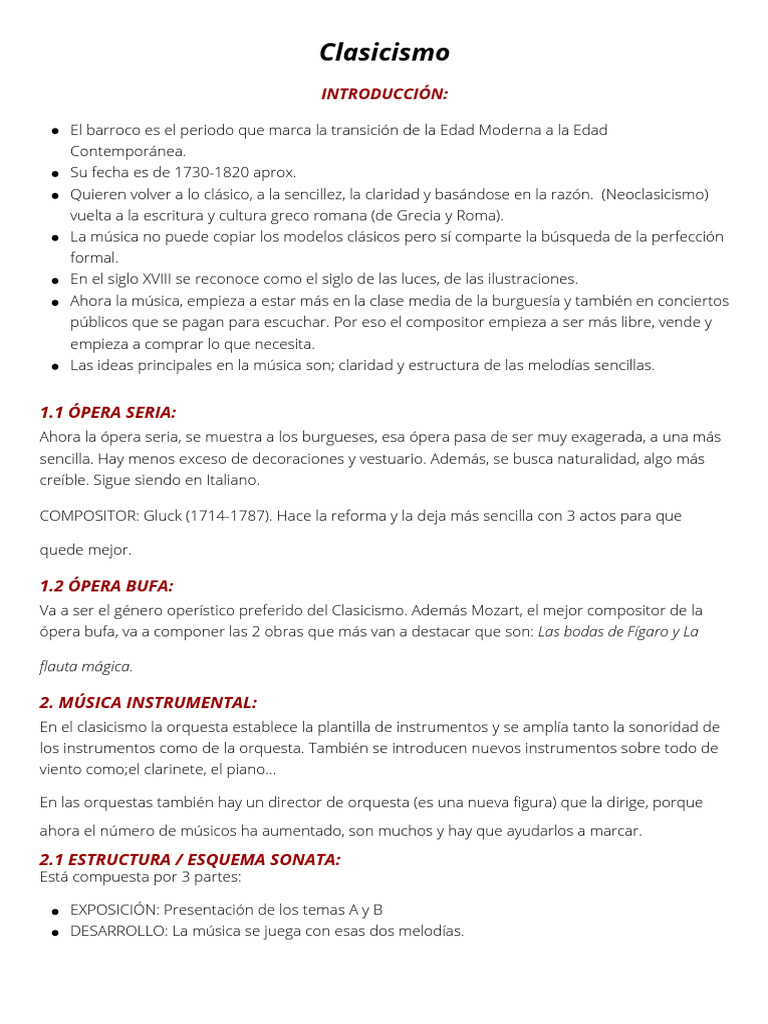 Clasicismo | PDF | Periodo Clásico (Música) | Orquestas