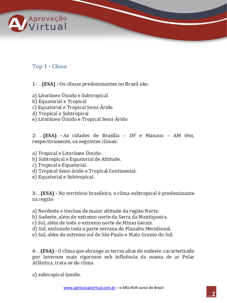 Clima Subtropical Úmido no Brasil | PDF | Brasil | Florestas