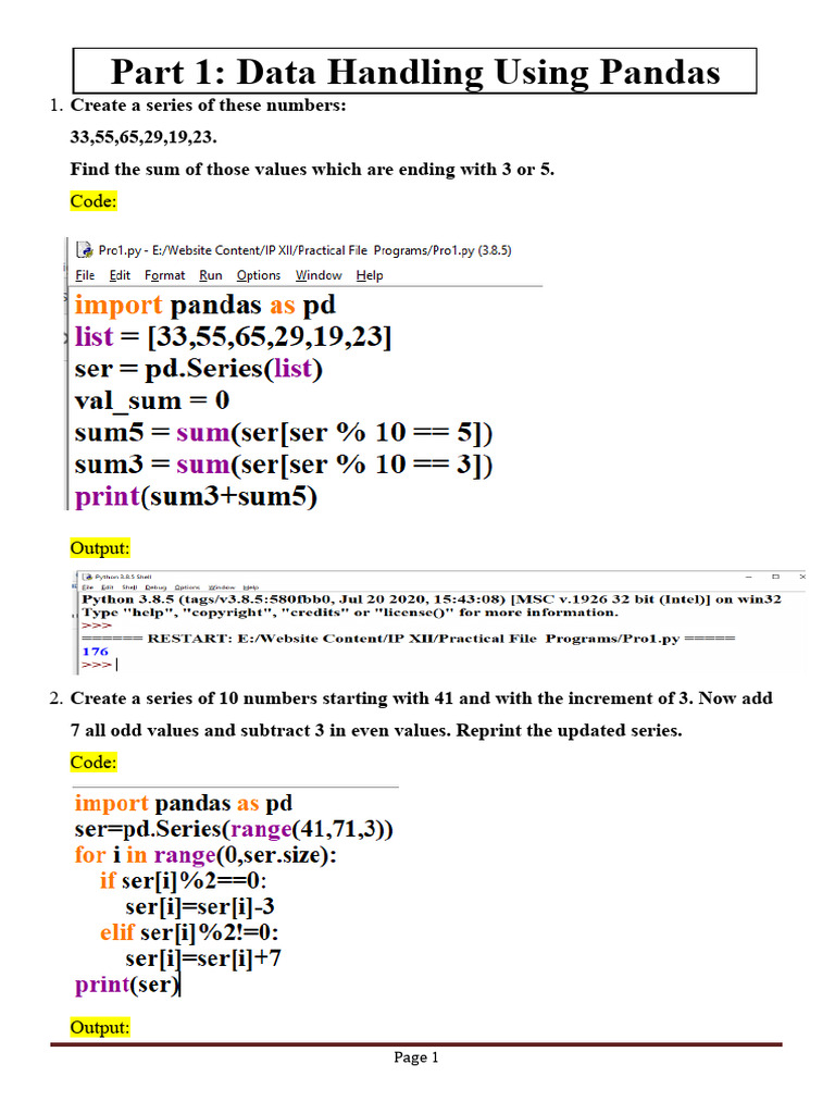 Practical File Informatics Practices Class 12 For 2022-23 No WM ... Practical File Informatics Practices Class 12 For 2022-23 No WM ...