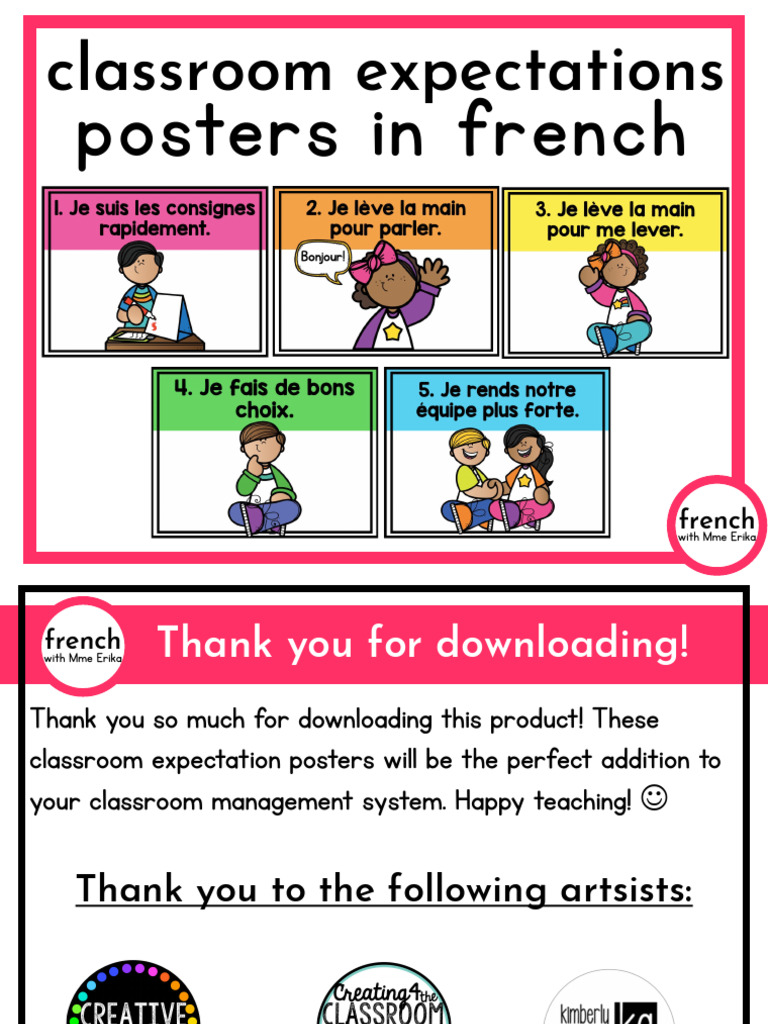 Posters in French: Classroom Expectations | PDF
