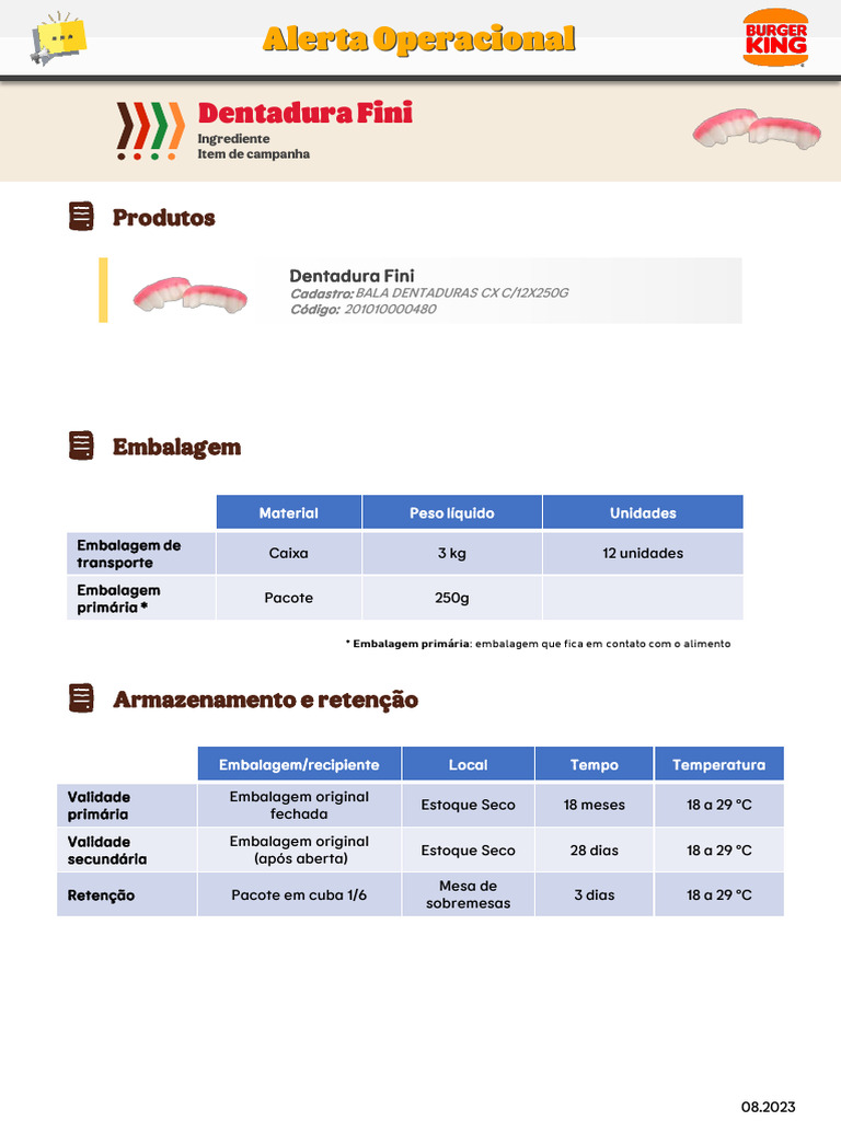 Armazenamento e Validade Dentadura Fini | PDF