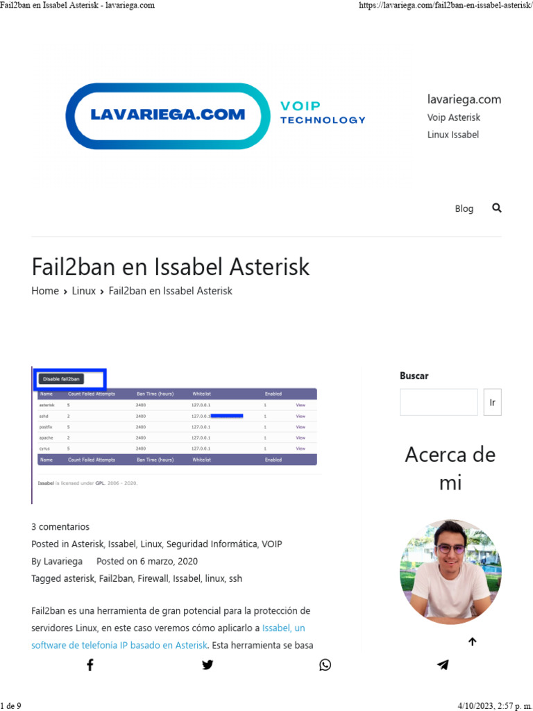 Fail2ban en Issabel Asterisk - lavariega.com | PDF | Cubierta segura | protocolo de Iniciacion ...