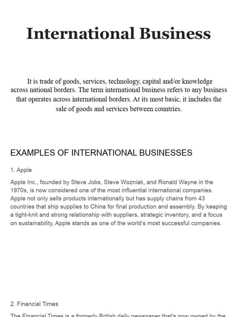 Examples of International Businesses | PDF