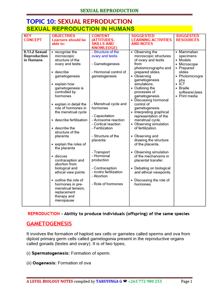 Topic 10.Reproduction in-mammals by Taruvinga | PDF