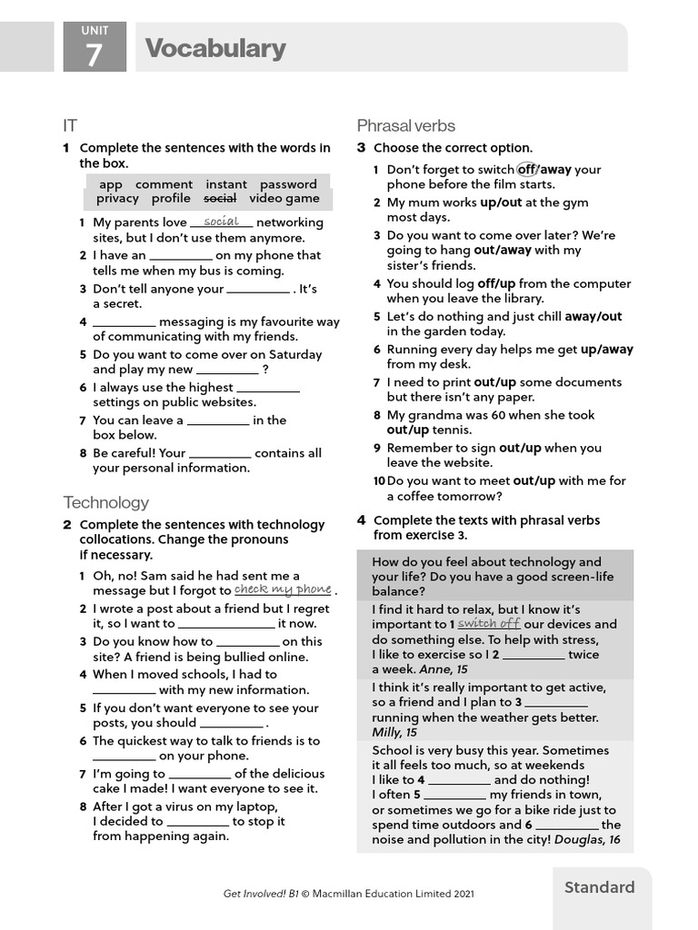 GI B1 U7 Vocabulary Standard | PDF | Human Communication