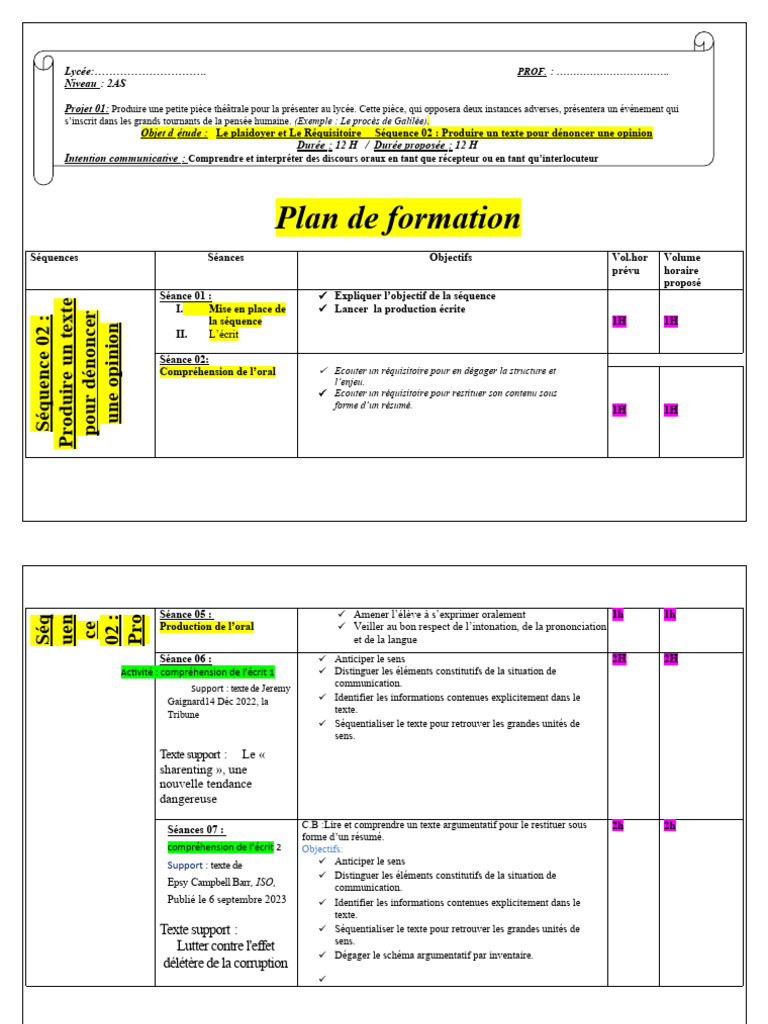 Plan de Formation | PDF