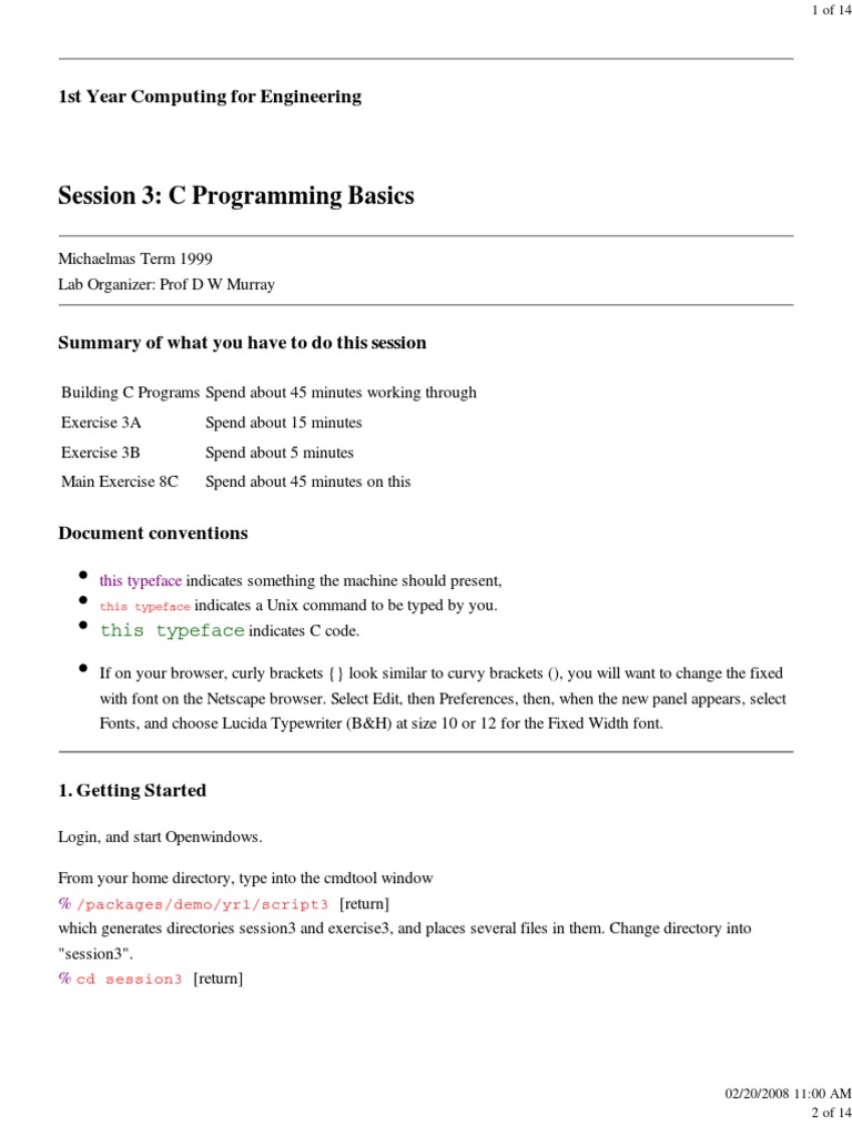 First Year Computer Engineering For C Basic | PDF | C (Programming ...