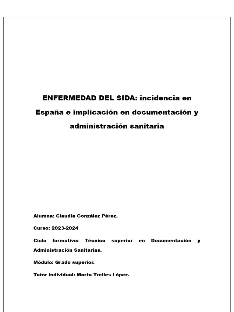Proyecto de La Enfermedad Del SIDA en España, Claudia González Pérez | PDF