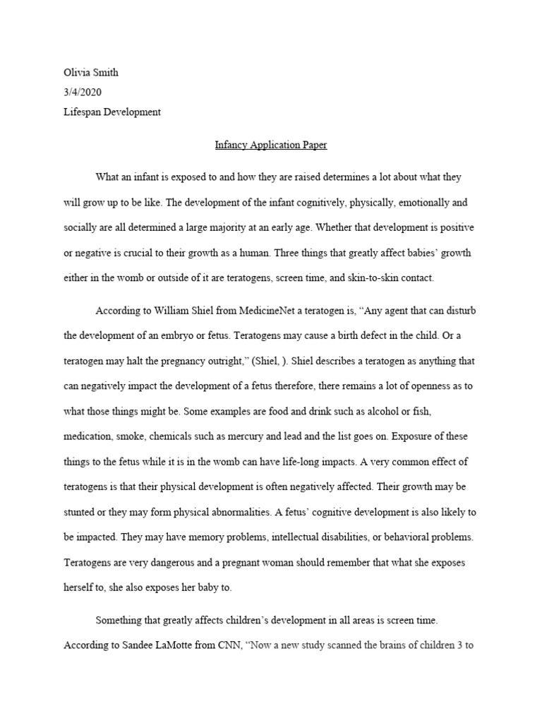 Infancy Application Paper | PDF | Behavioural Sciences | Human Development