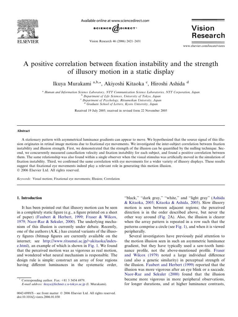 A Positive Correlation Between Fixation Instability and The Strength of ...