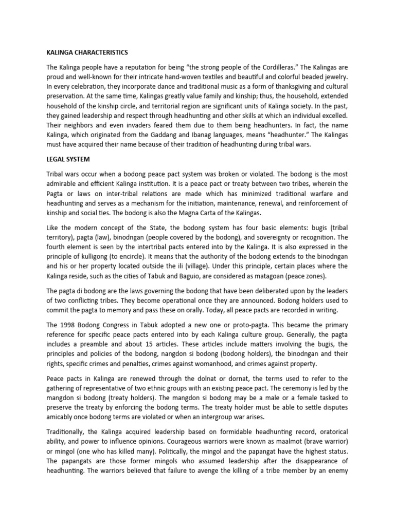 Kalinga Characteristics | PDF | Social Science | Foreign Language Studies