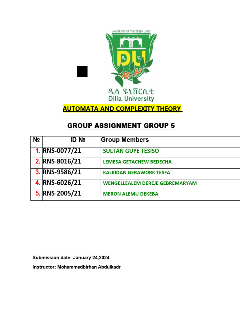 Automata and Complexity Theory Group 5 | PDF | Theoretical Computer Science | Theory Of Computation