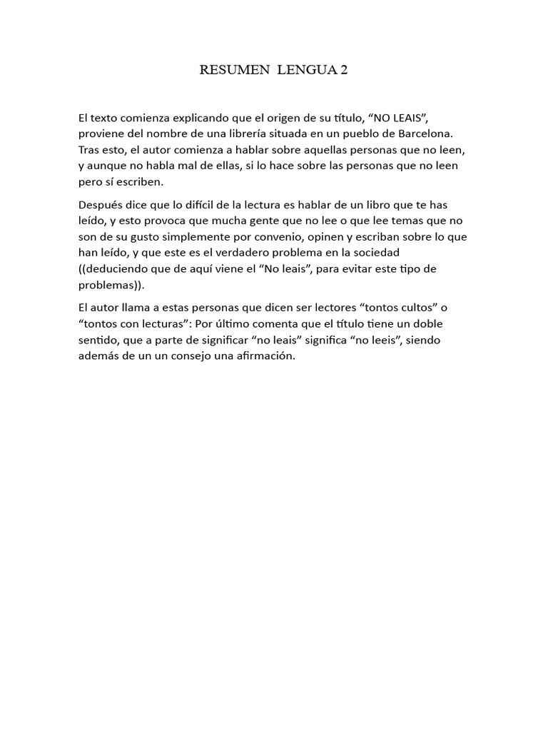 Resumen Lengua 2 | PDF