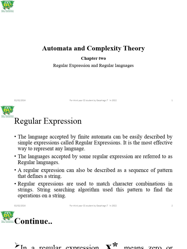 Automata Ch2 | Download Free PDF | Regular Expression | String (Computer Science)