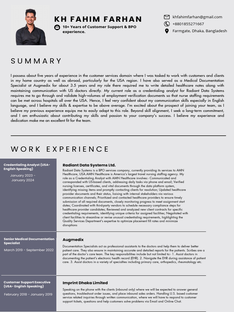 KH FAHIM FARHAN Resume | Download Free PDF | Electronic Health Record ...