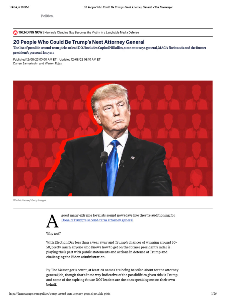 20 People Who Could Be Trump's Next Attorney General - The Messenger ...