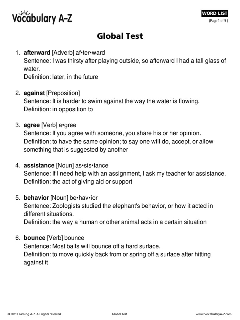 Global Test REVIEW 6TH | PDF | Adjective | Adverb