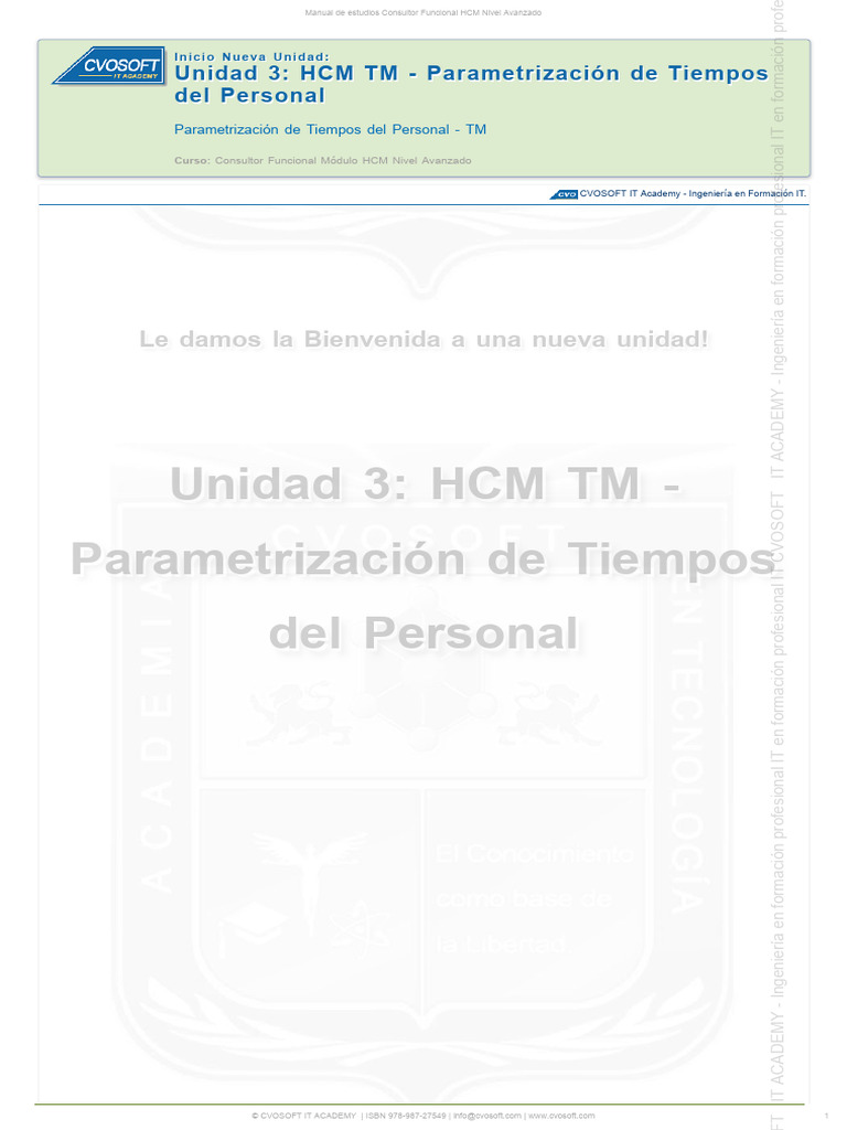 Manual CVOSOFT Curso Consultor Funcional HCM Nivel Avanzado Unidad 3 | PDF