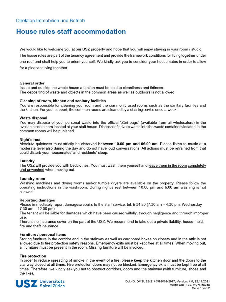 Staff House Rules | PDF | Laundry