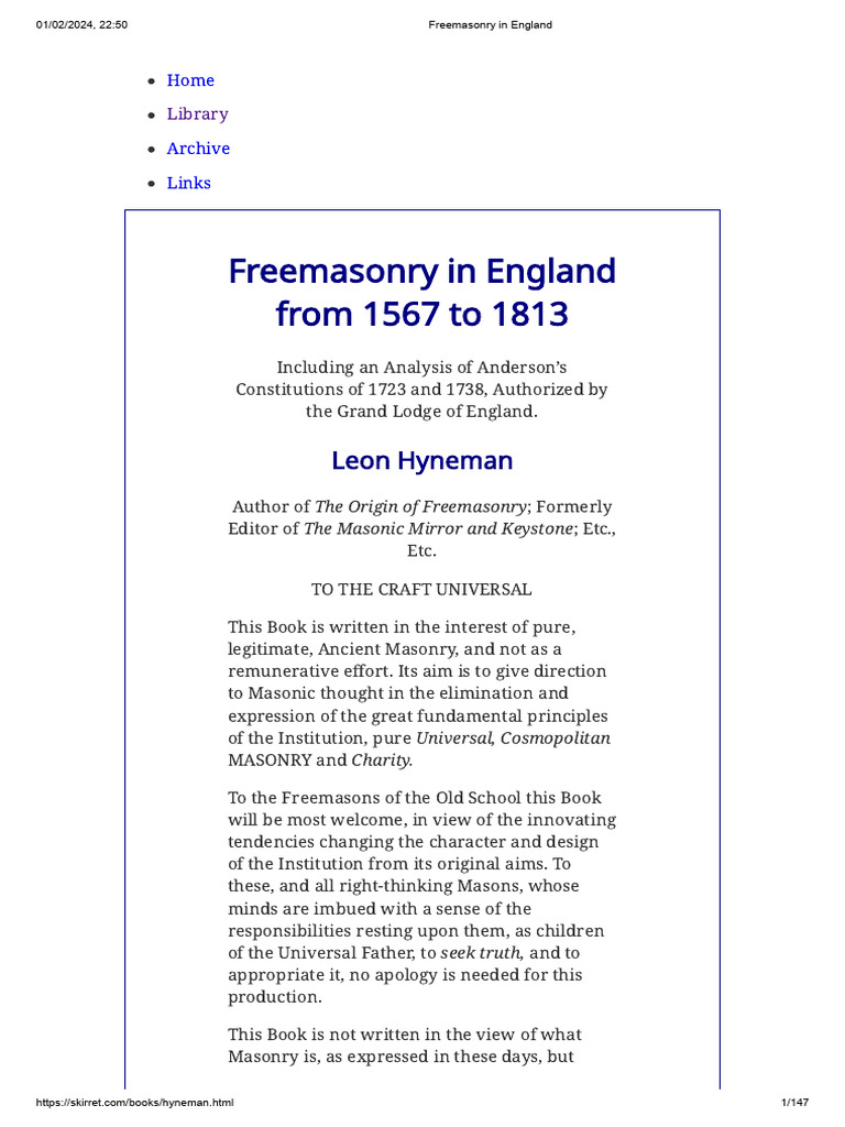 Freemasonry in England | Download Free PDF | Freemasonry | Masonic Lodge