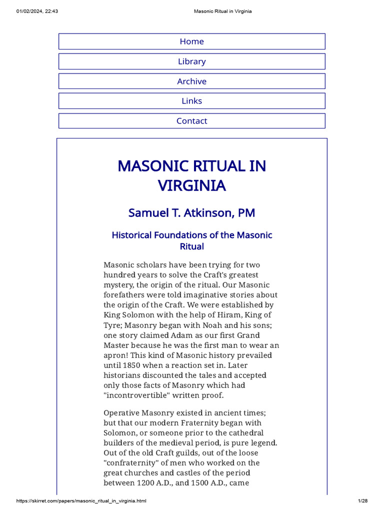 Evolution of Masonic Ritual in Virginia | PDF | History
