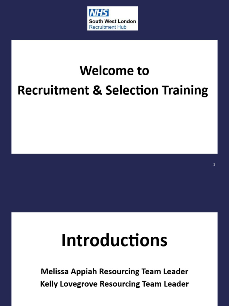 SWL Recruitment Hub RS Training Module 1 Slides Fair Inclusive Recruitment and Selectionv2 | PDF ...