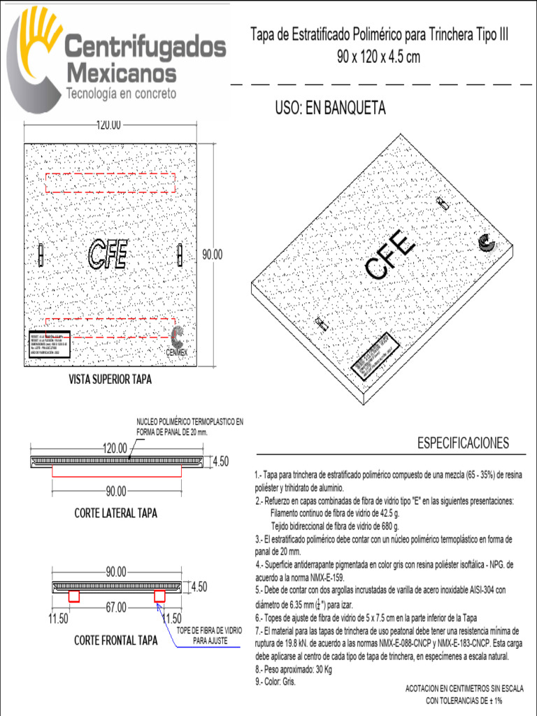 Tapa de Estratificado para Trinchera Tipo Iii Banqueta | PDF | Fibras ...
