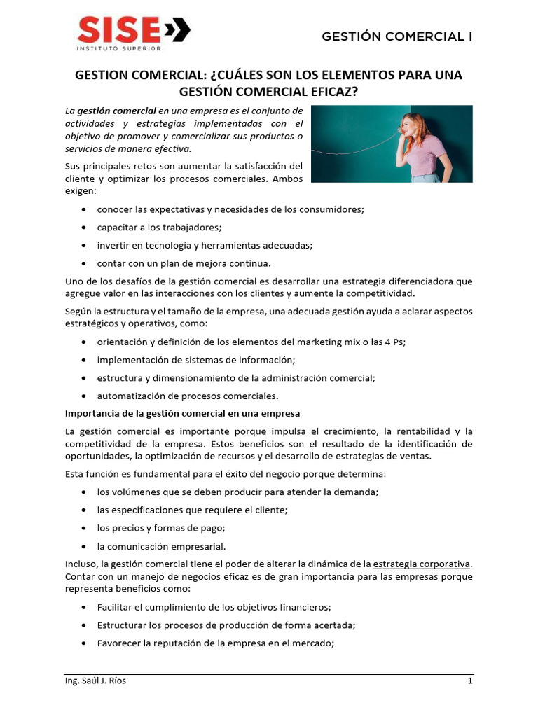 GESTION COMERCIAL I - Lectura 01 - Sem 01 | PDF