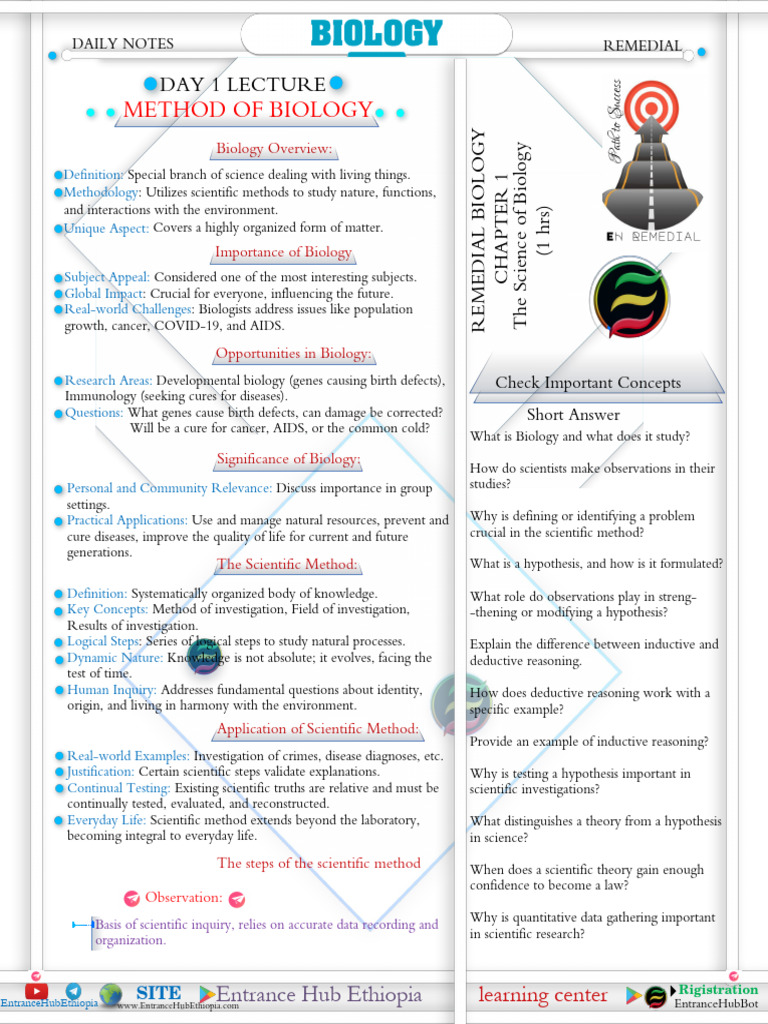 Re - Biology Day 1 | PDF