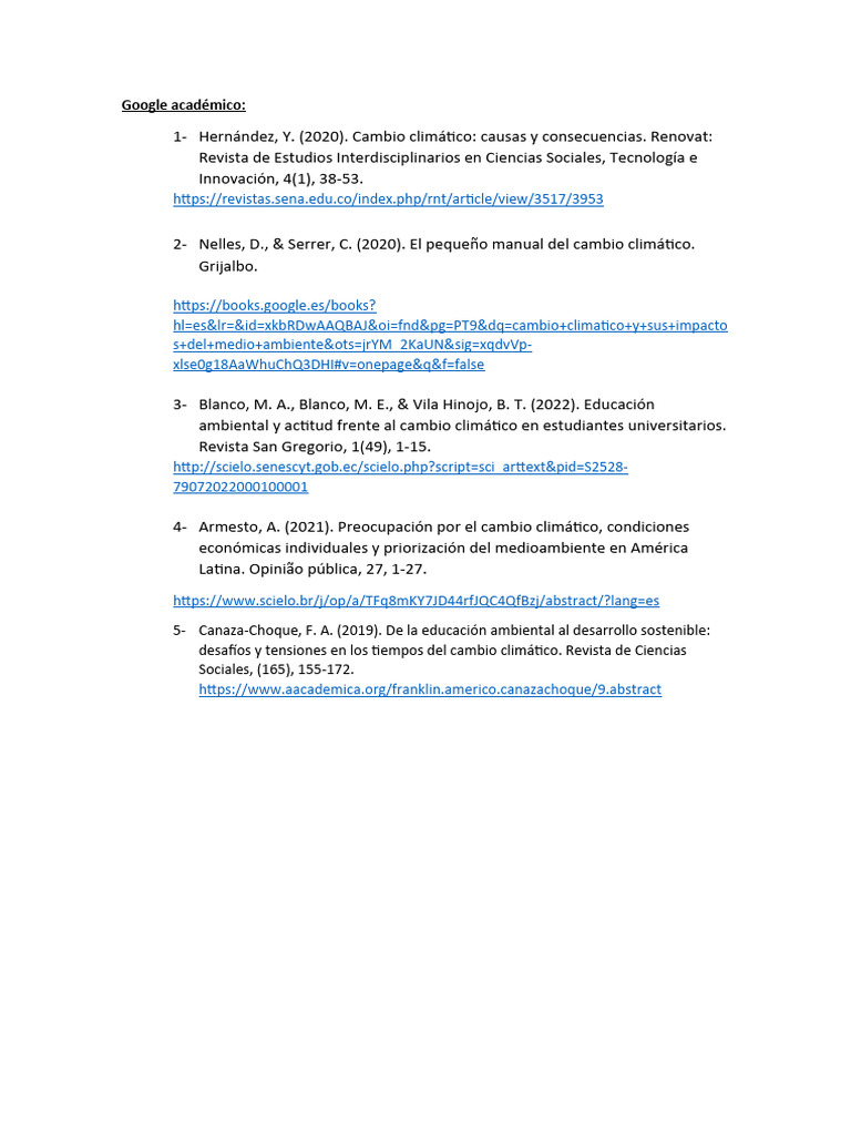 El Cambio Climático y Sus Impactos en El Medio Ambiente. | PDF ...