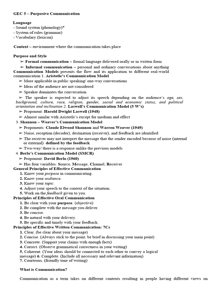 Purposive Communication Reviewer Guide | PDF | Career & Growth