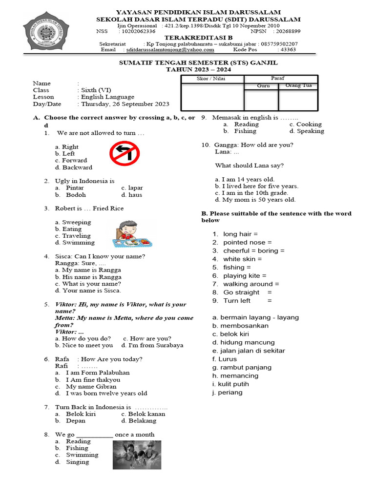 Soal Pts Ganjil Inggris 2021-2022 | PDF