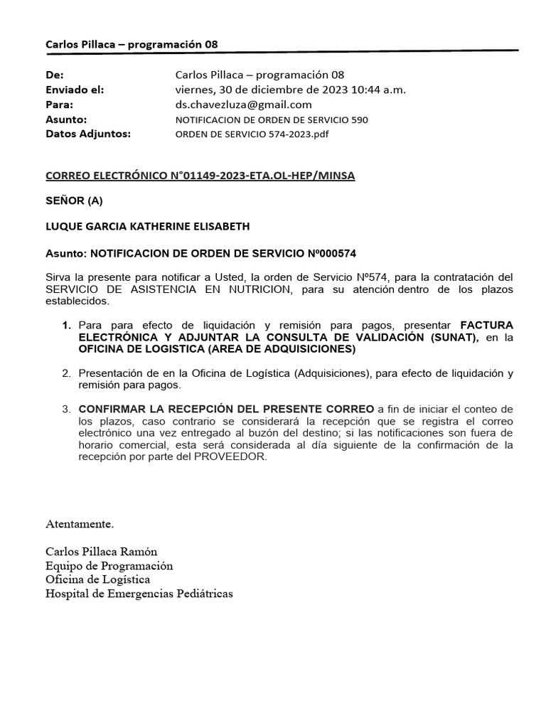 MODELO DE NOTIFICACION | PDF