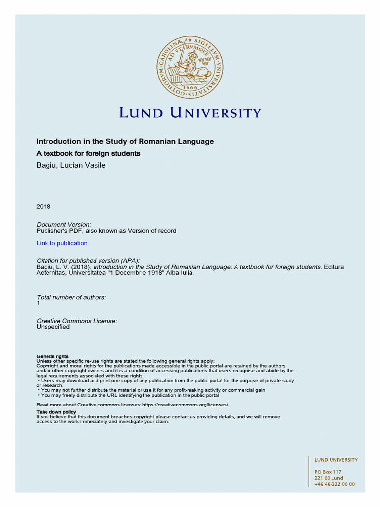 Full Text Introduction Into The Study of Romanian Language | PDF