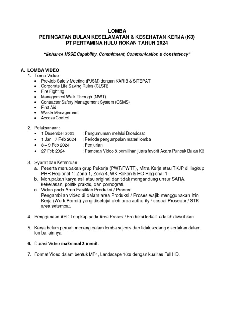 Lomba Bulan K3 Tahun 2024-Rev2 | PDF