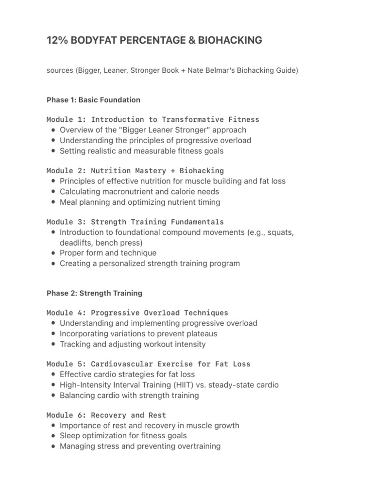 12% Bodyfat Percentage & Biohacking | PDF