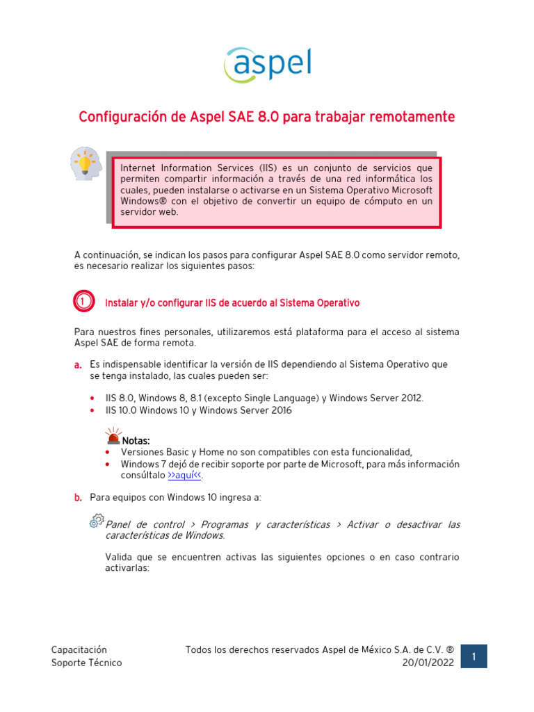 S006 - Configuracion de Aspel SAE 80 para Trabajar Remotamente | PDF | Servicios de Información ...