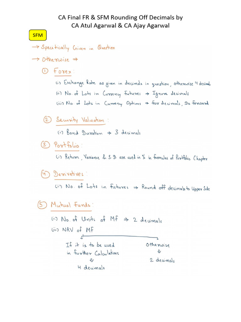 CA Final FR & SFM Rounding Off Summary by CA Atul & Ajay Agarwal | PDF