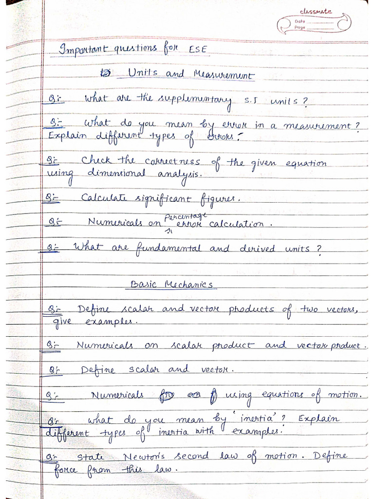 Important Questions For ESE | PDF