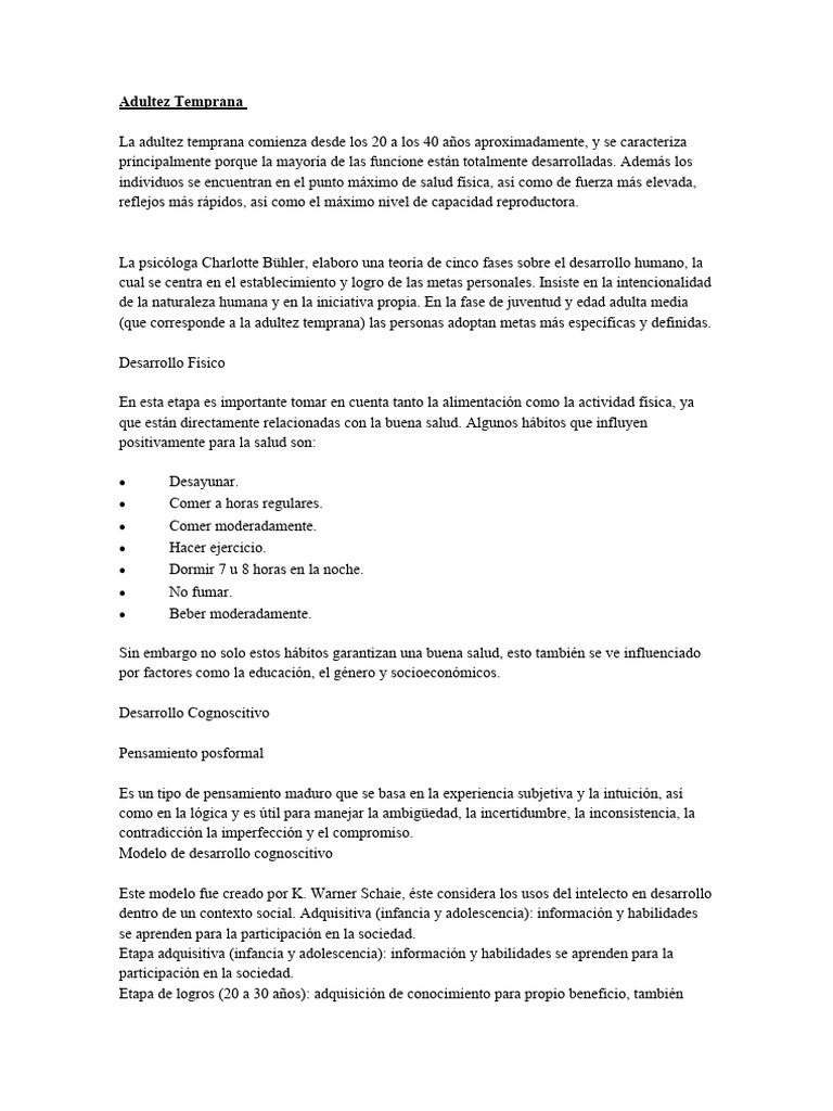 adultez | PDF | Adultos | Ciencias del comportamiento