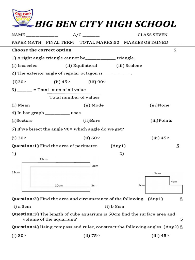 Big Ben Paper Math | PDF | Teaching Methods & Materials