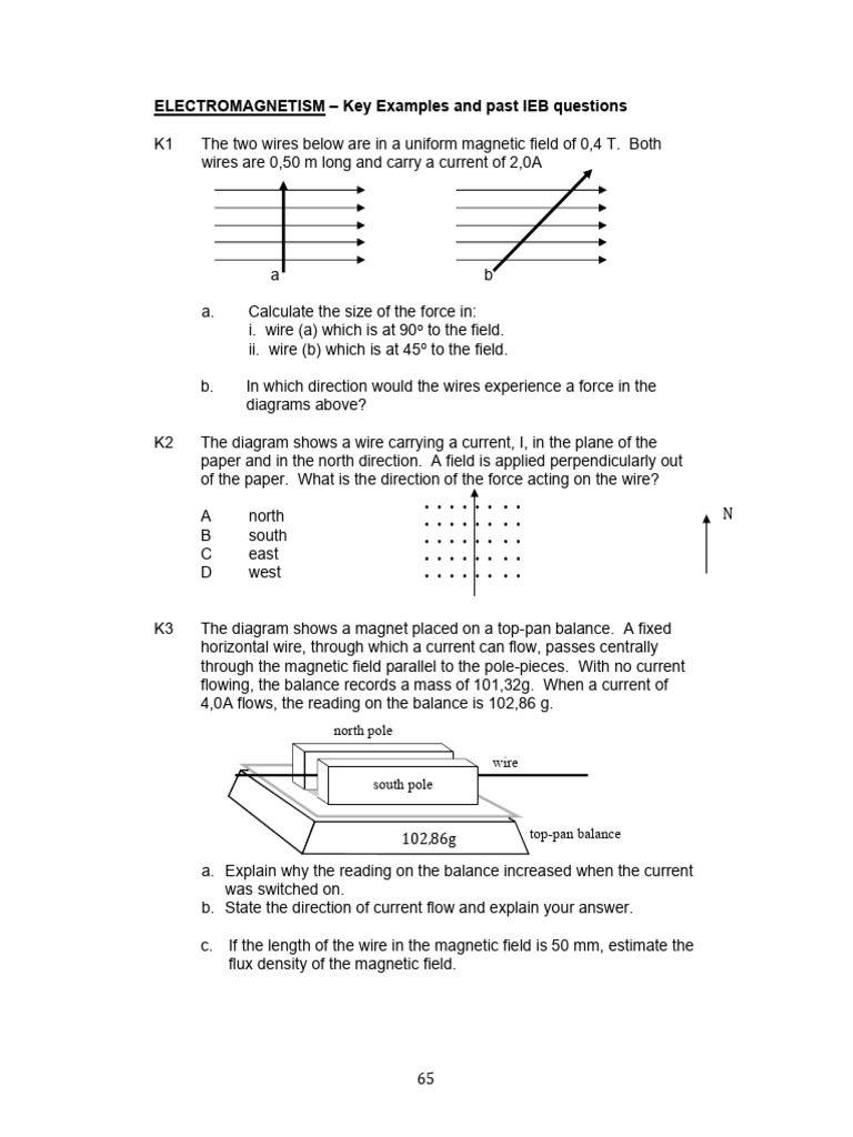 Electromagnetism Examples & IEB Questions | PDF | Electric Motor ...
