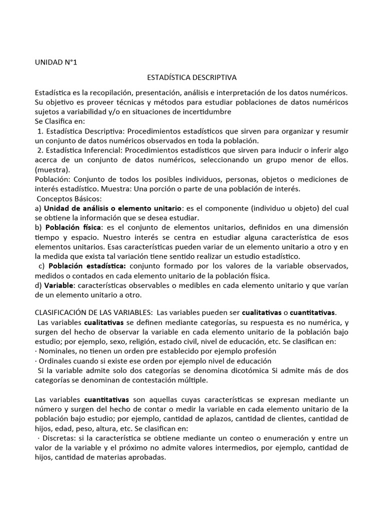 Estadística 1° CLASE 2021 | PDF | Estadísticas | Estadísticas descriptivas