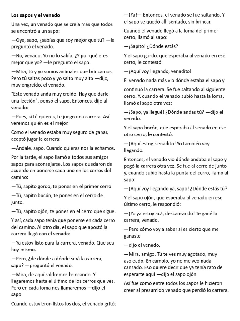 Los Sapos y El Venado | PDF