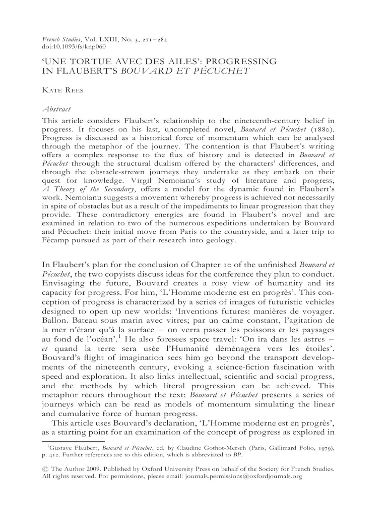 Kate Rees Progressing in Flaubert's Bouvard Et Pecuchet | PDF | Gustave ...