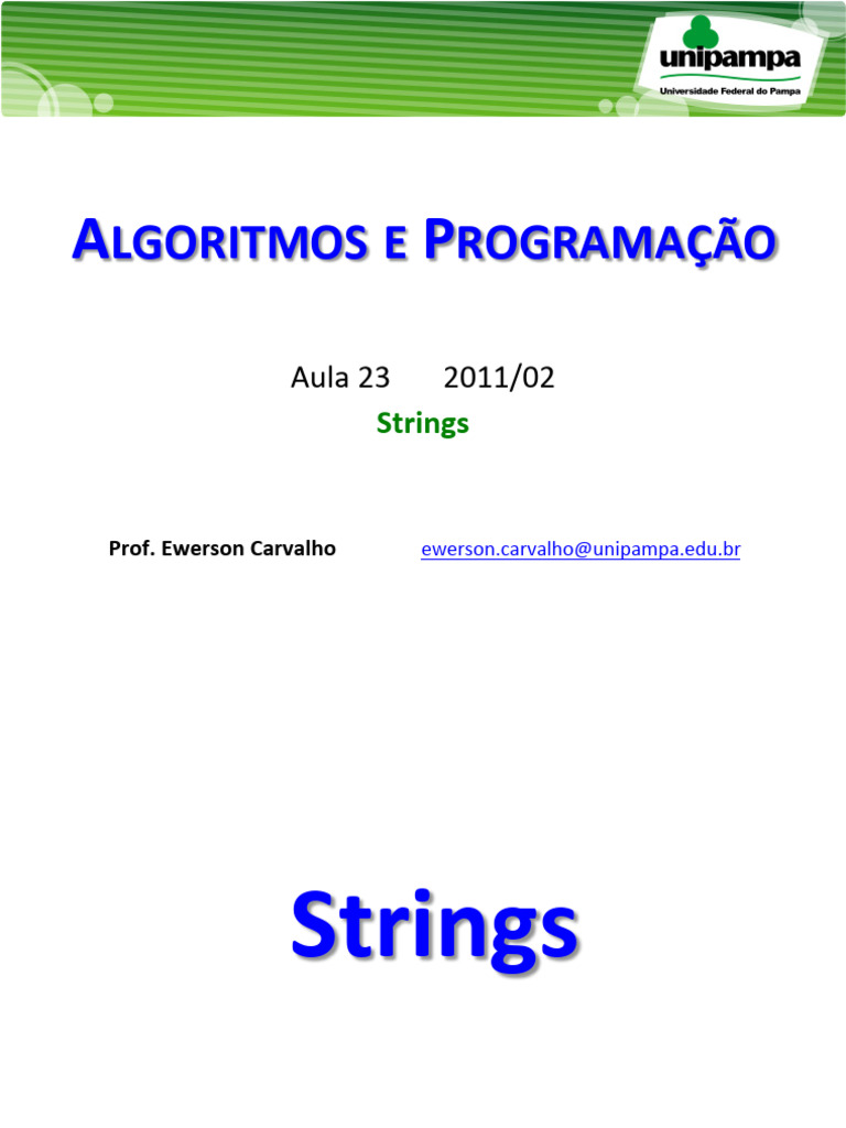 Aula23 AeP EC2 Strings | PDF | String (Ciência da Computação) | Informática