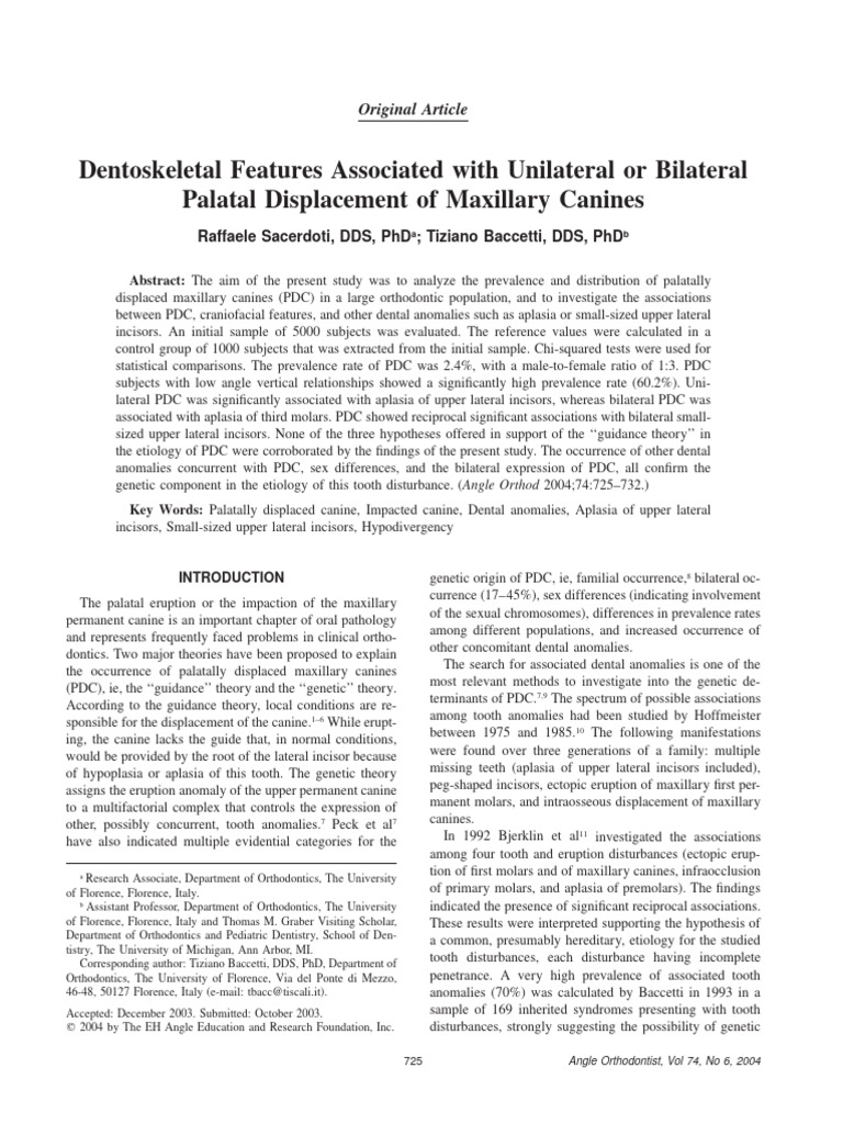 Dentoskeletal Features Associated With Unilateral or Bilateral Palatal ...