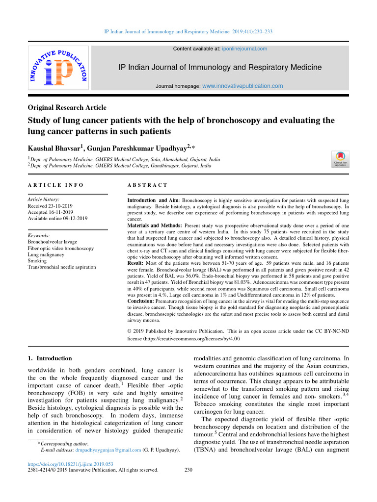 Bronchoscopy in Lung Cancer Diagnosis | PDF