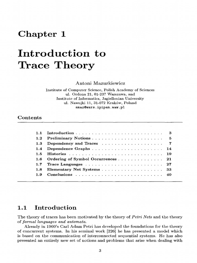 Introduction To Trace Theory | PDF | Vertex (Graph Theory) | String (Computer Science)