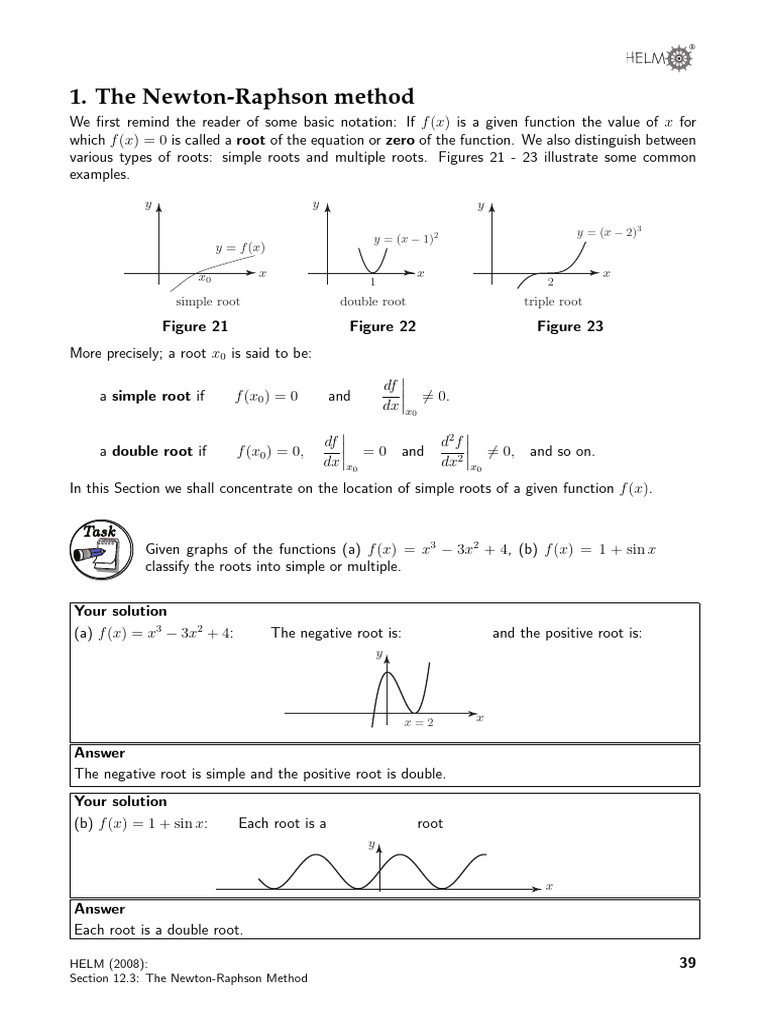 Newton-Raphson Method Notes | PDF | Zero Of A Function | Function ...